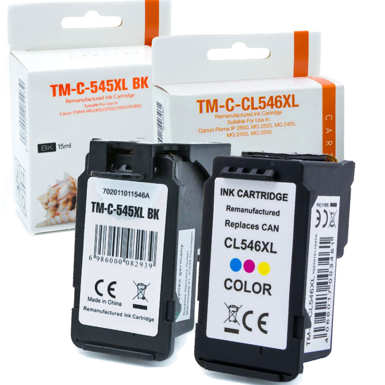 2 Patronen Refill Canon PG-545XL BK, CL-546XL C alle Farben wiederbef ...
